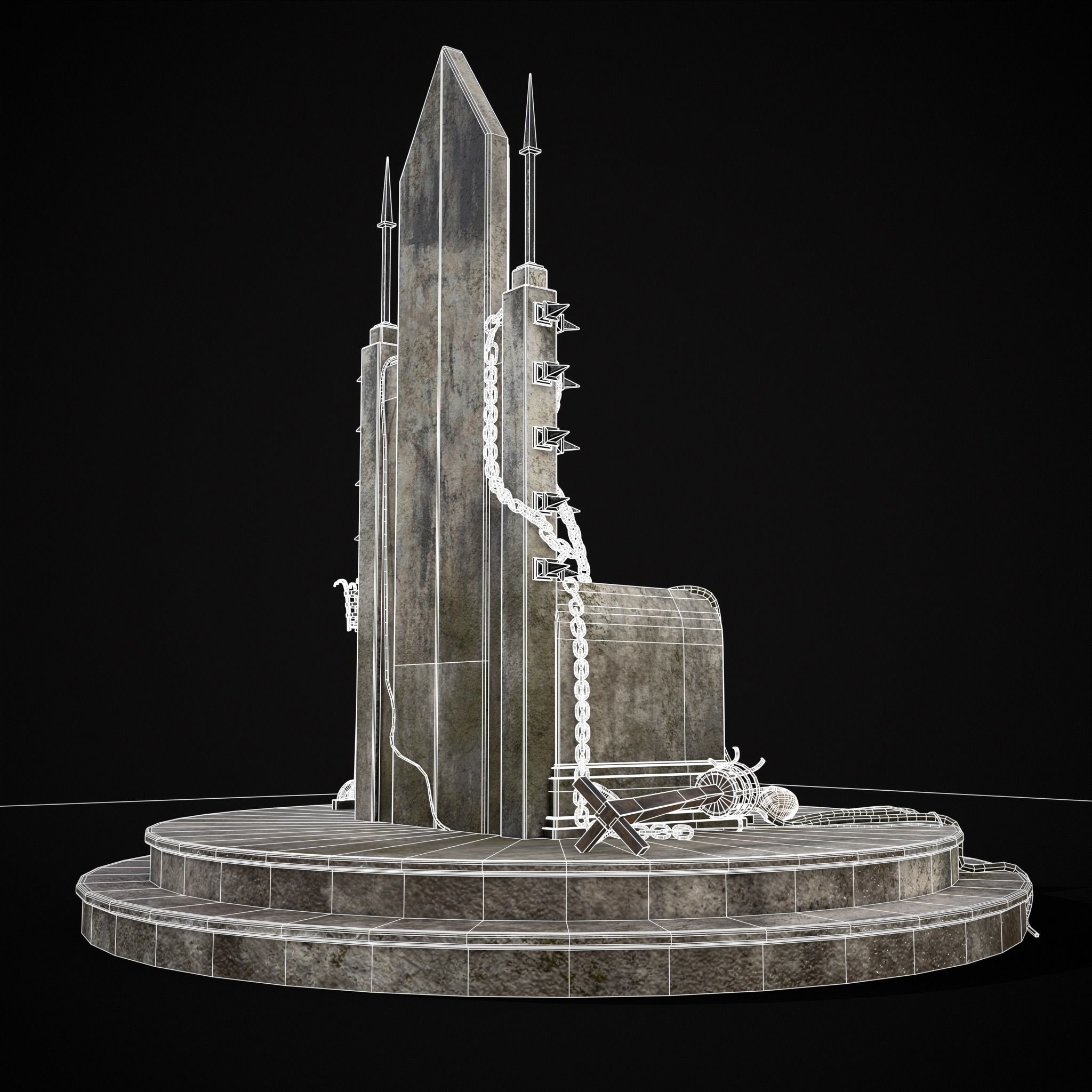 3D model Gothic Crypt Stone Throne VR / AR / low-poly | CGTrader