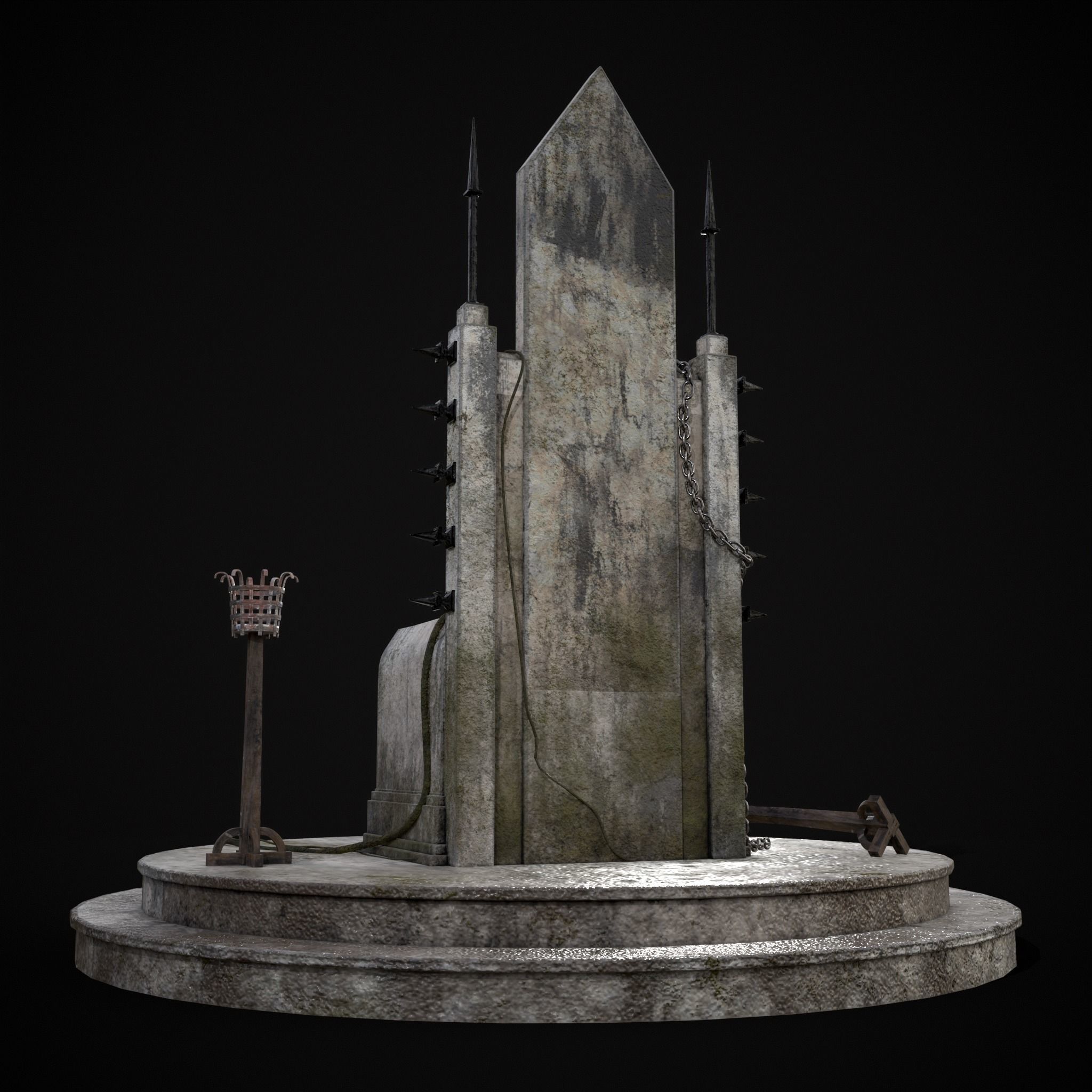 3D model Gothic Crypt Stone Throne VR / AR / low-poly | CGTrader