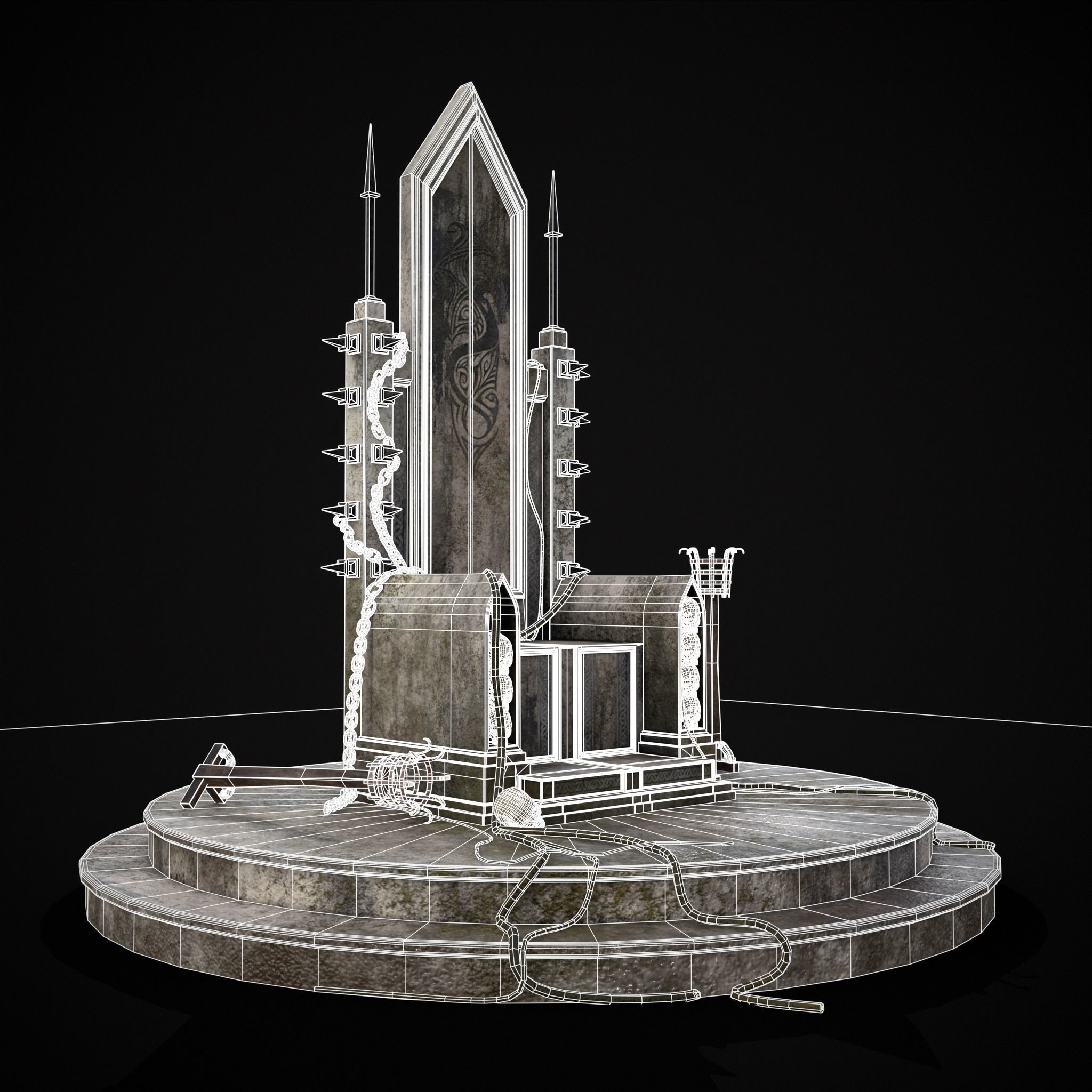 3D model Gothic Crypt Stone Throne VR / AR / low-poly | CGTrader