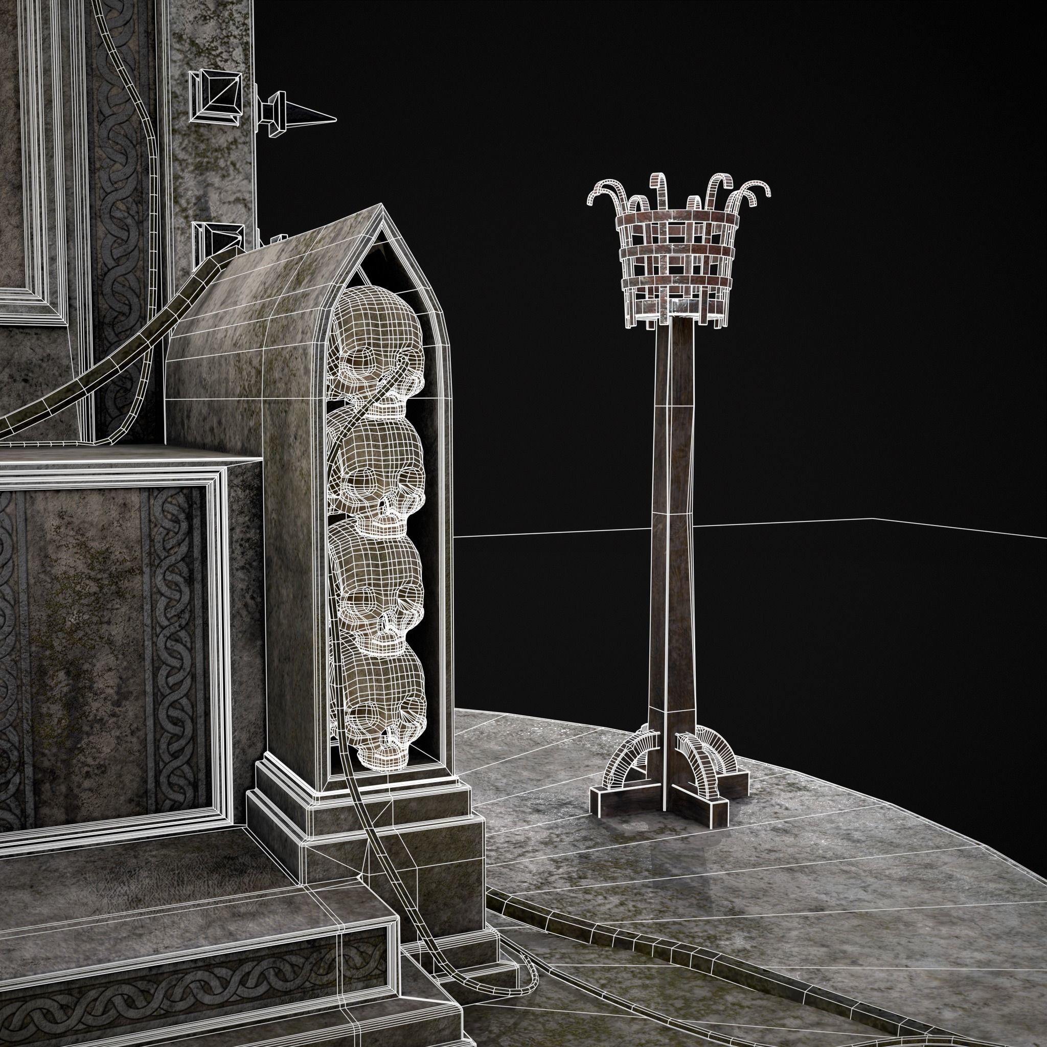 3D model Gothic Crypt Stone Throne VR / AR / low-poly | CGTrader