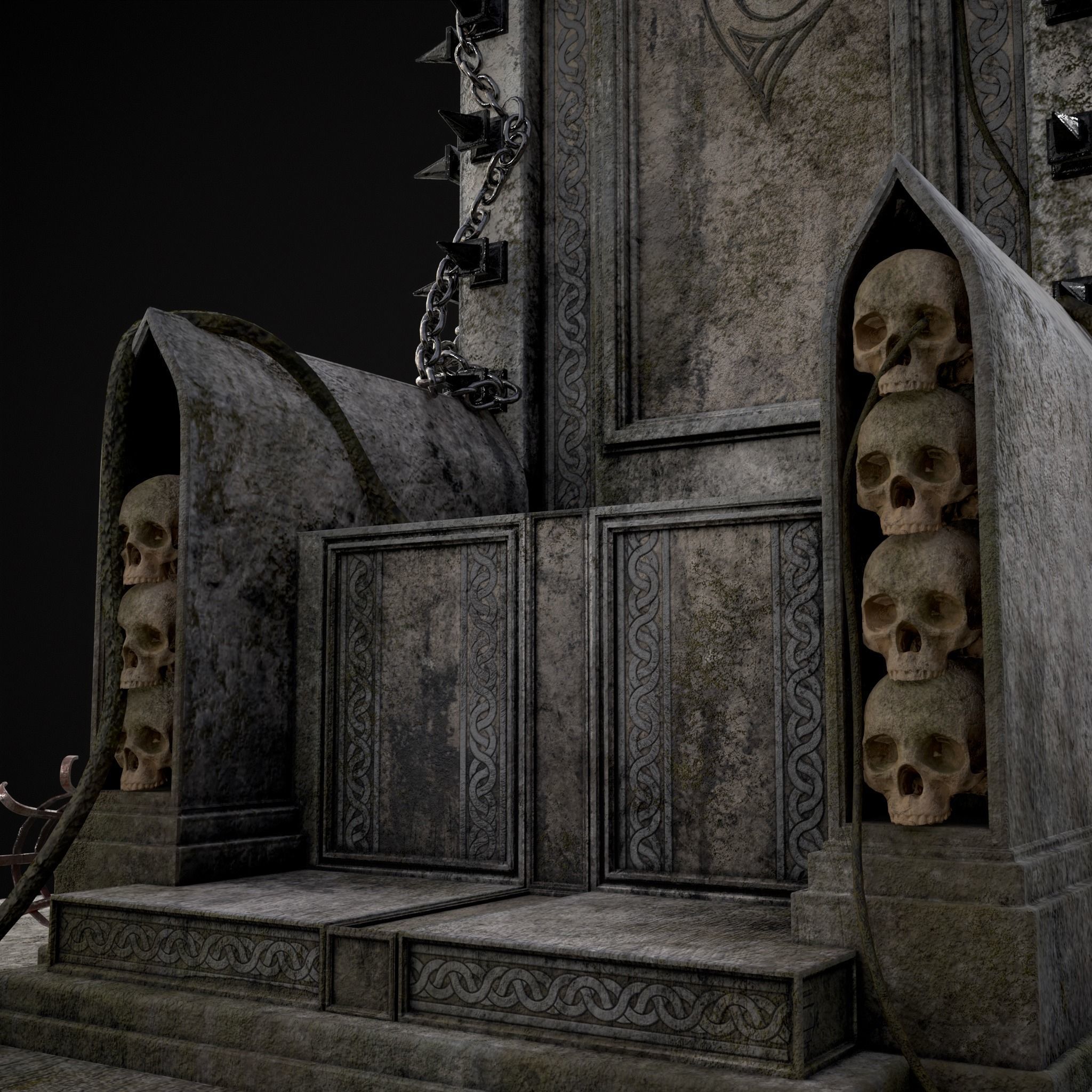 3D model Gothic Crypt Stone Throne VR / AR / low-poly | CGTrader