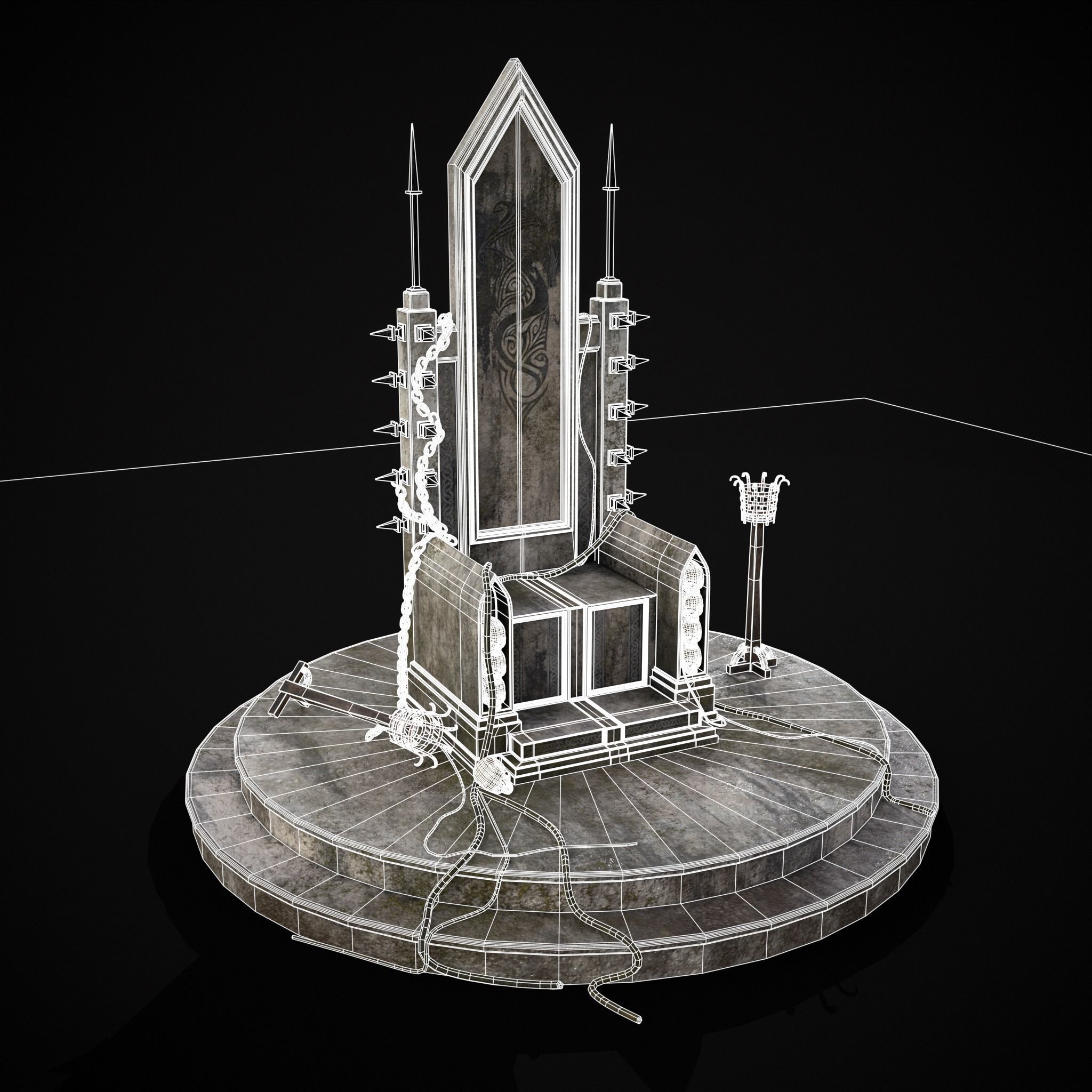 3D model Gothic Crypt Stone Throne VR / AR / low-poly | CGTrader