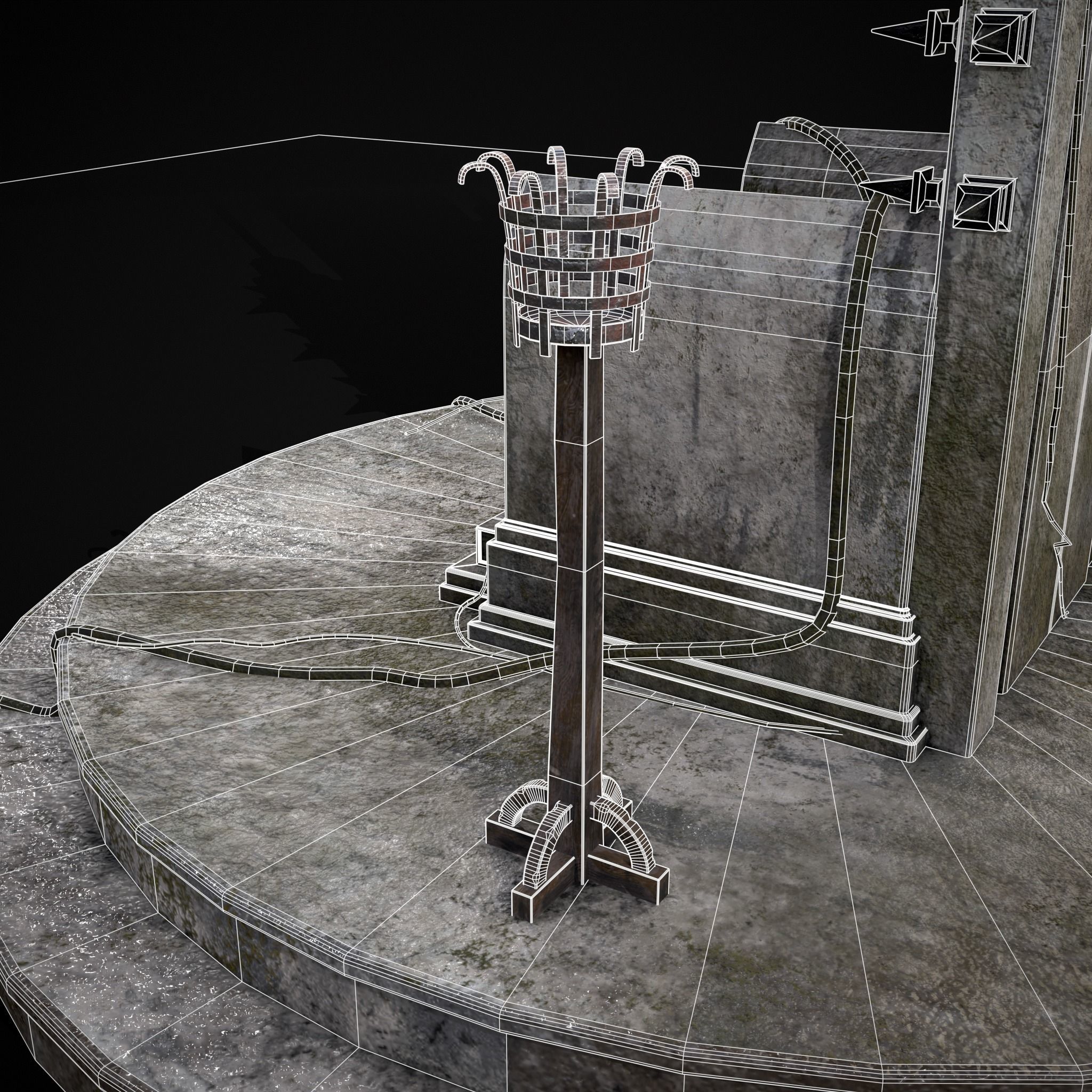 3D model Gothic Crypt Stone Throne VR / AR / low-poly | CGTrader