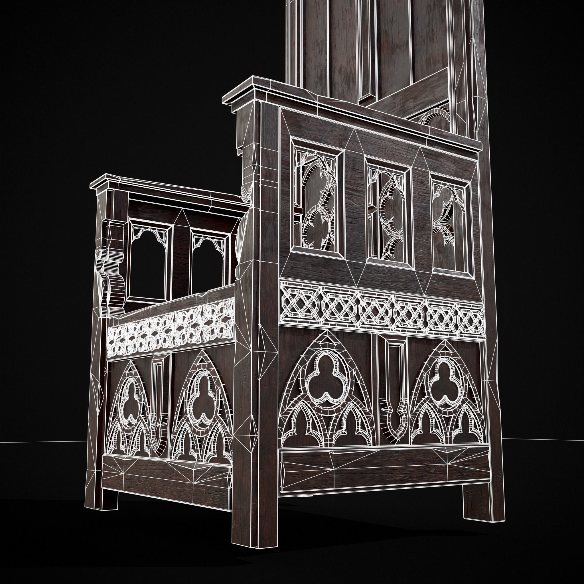 3D model Medieval Wooden Antique Gothic Throne VR / AR / low-poly | CGTrader