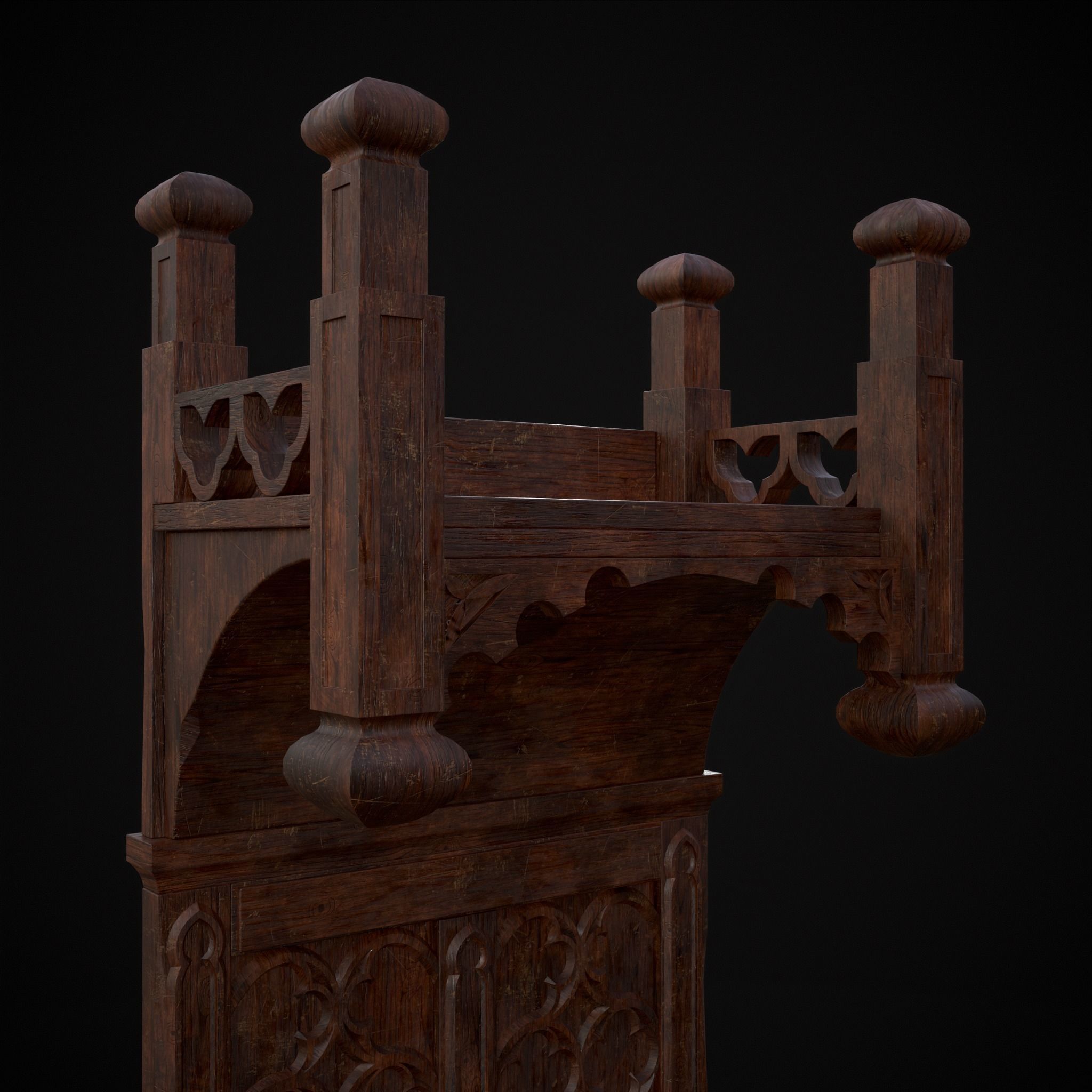3D model Medieval Wooden Antique Gothic Throne VR / AR / low-poly ...