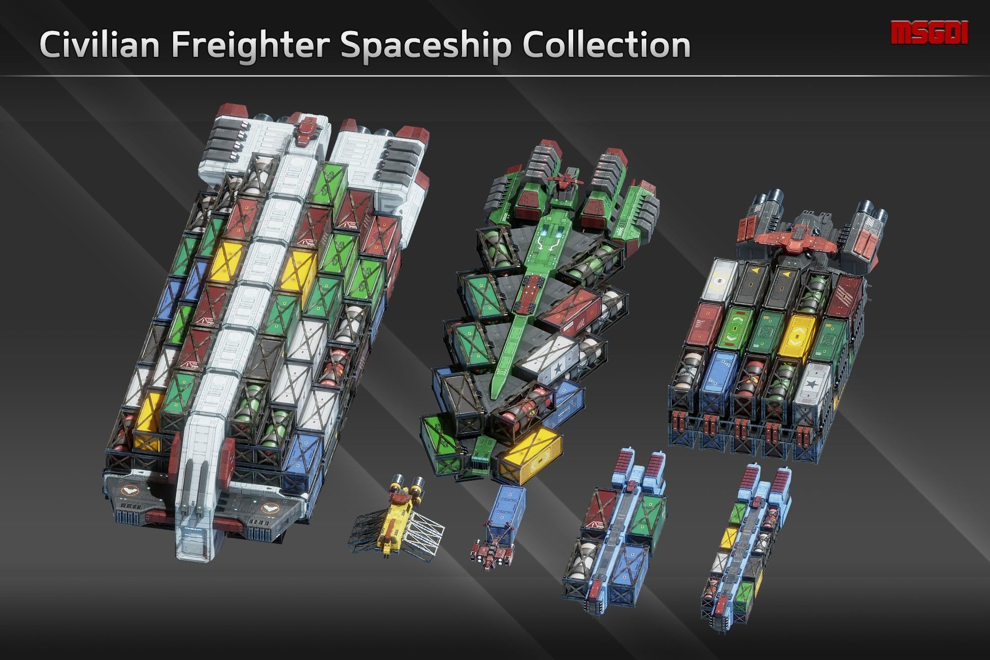 Civilian Freighter Spaceship Collection | CGTrader