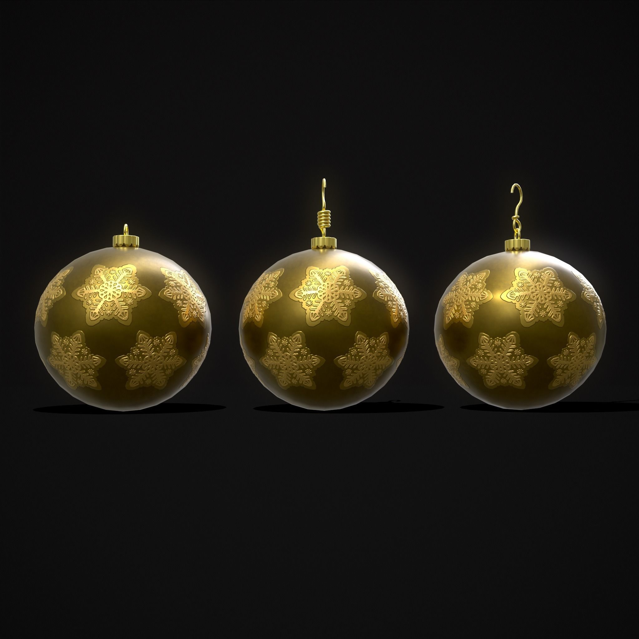 3D model Golden Snow Flake Ball VR / AR / low-poly | CGTrader