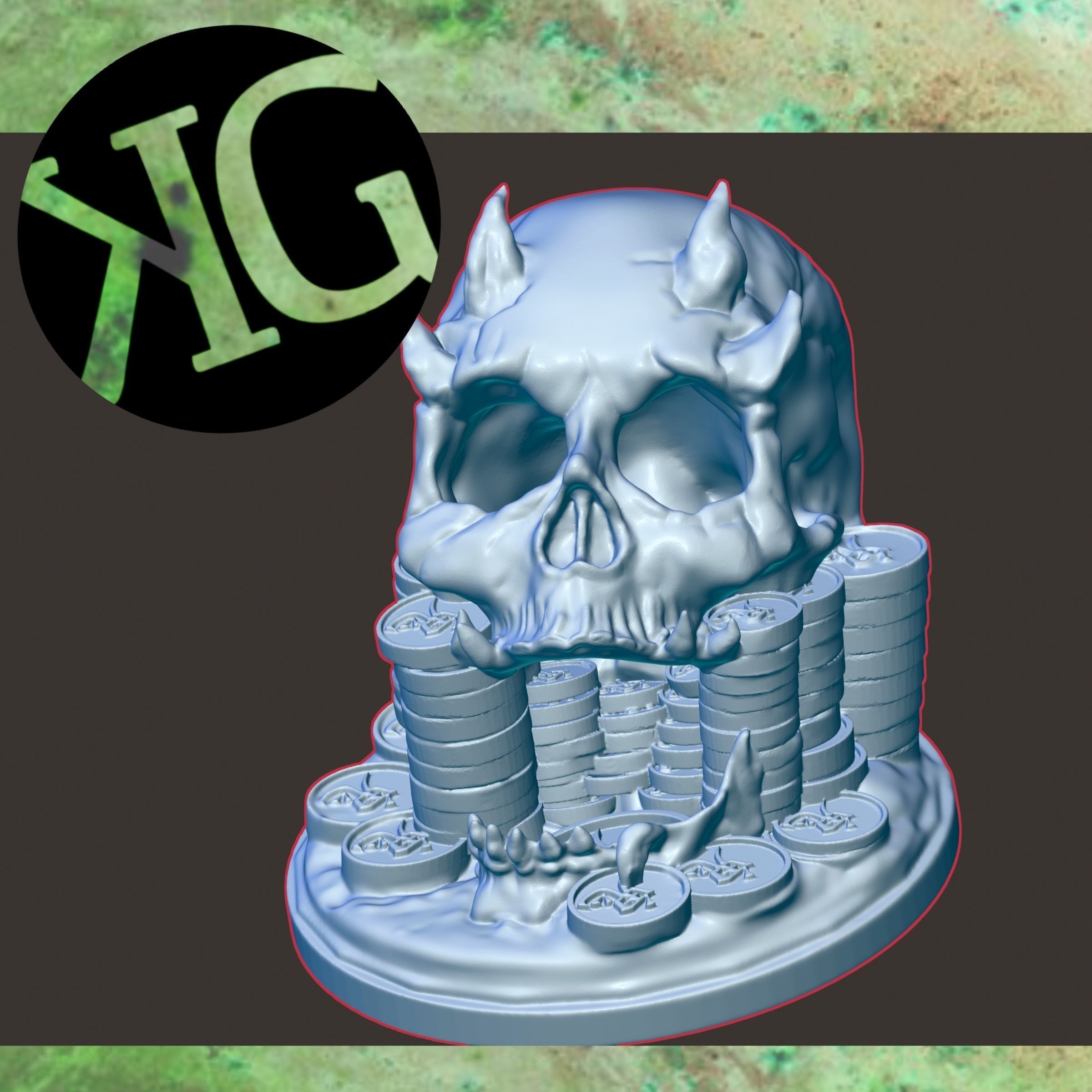 KG Customs and Creations Oni skull dice tower STL - Dice Tower 3D model ...