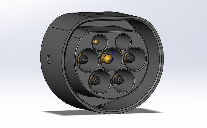 Type2 vehicle inlet up to 480V 3ph 63A or 1ph 70A no nose 3D model 3D ...