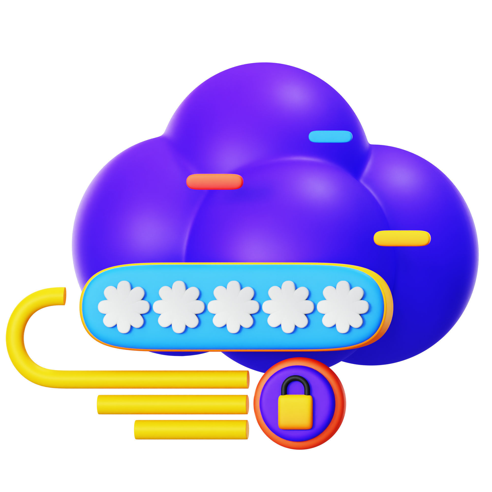 3D model Cloud Security Password 3D Icon VR / AR / low-poly | CGTrader