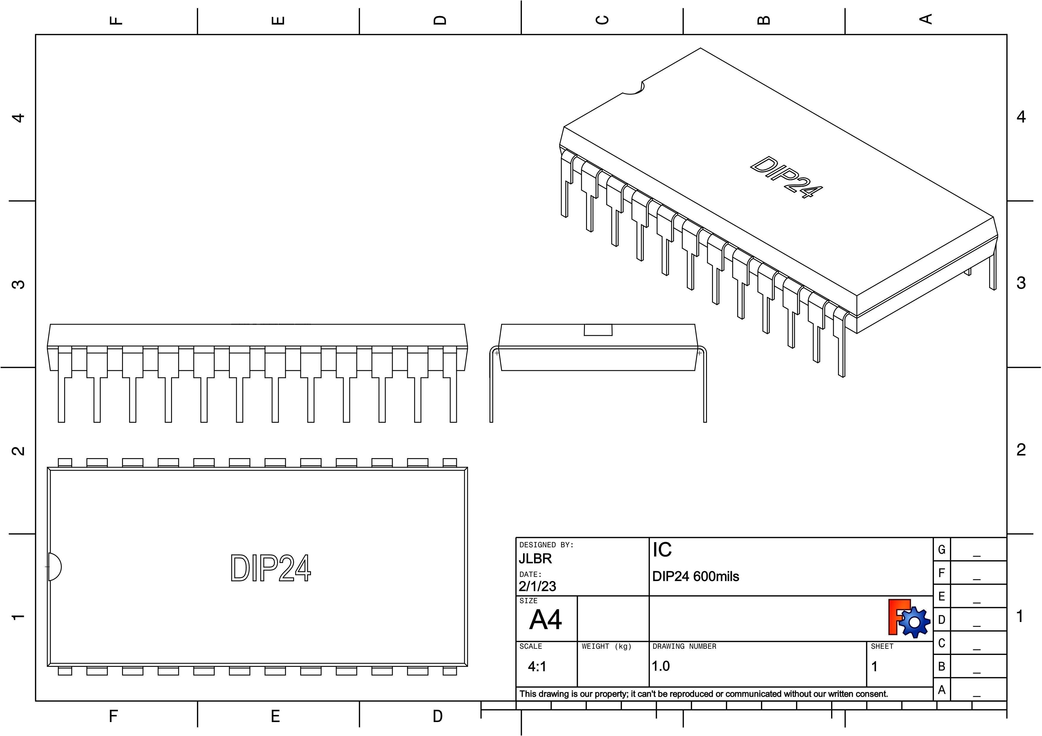 DIP24 600mils IC case 3D model | CGTrader