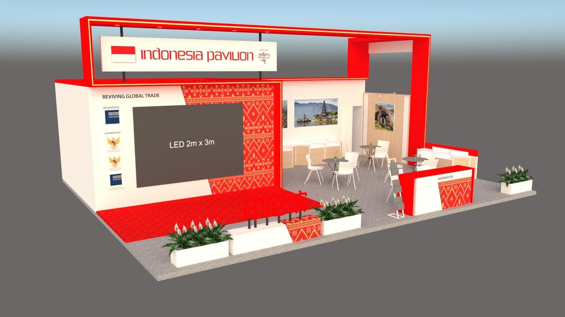 3D model Paviliun Indonesia Exhibition Booth Design VR / AR / low-poly ...