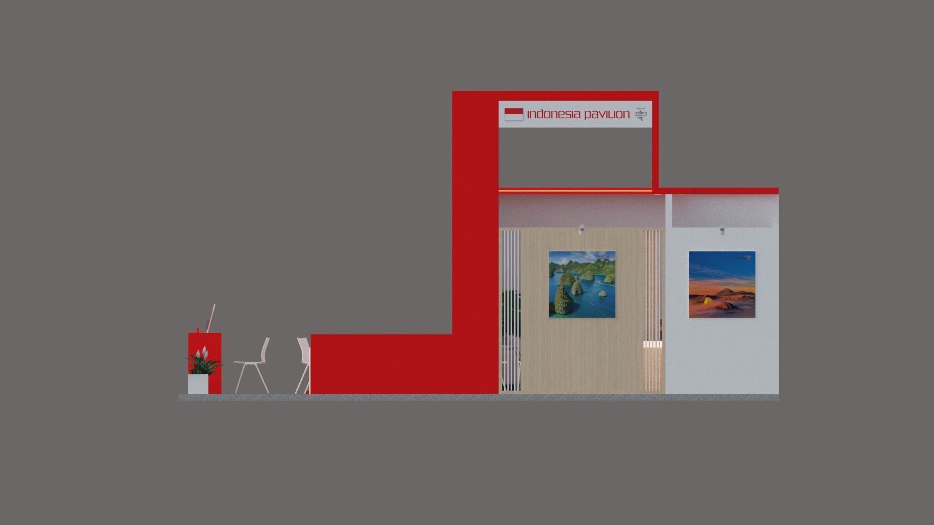 3D model Paviliun Indonesia Exhibition Booth Design VR / AR / low-poly ...