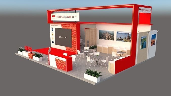 3D model Paviliun Indonesia Exhibition Booth Design VR / AR / low-poly ...