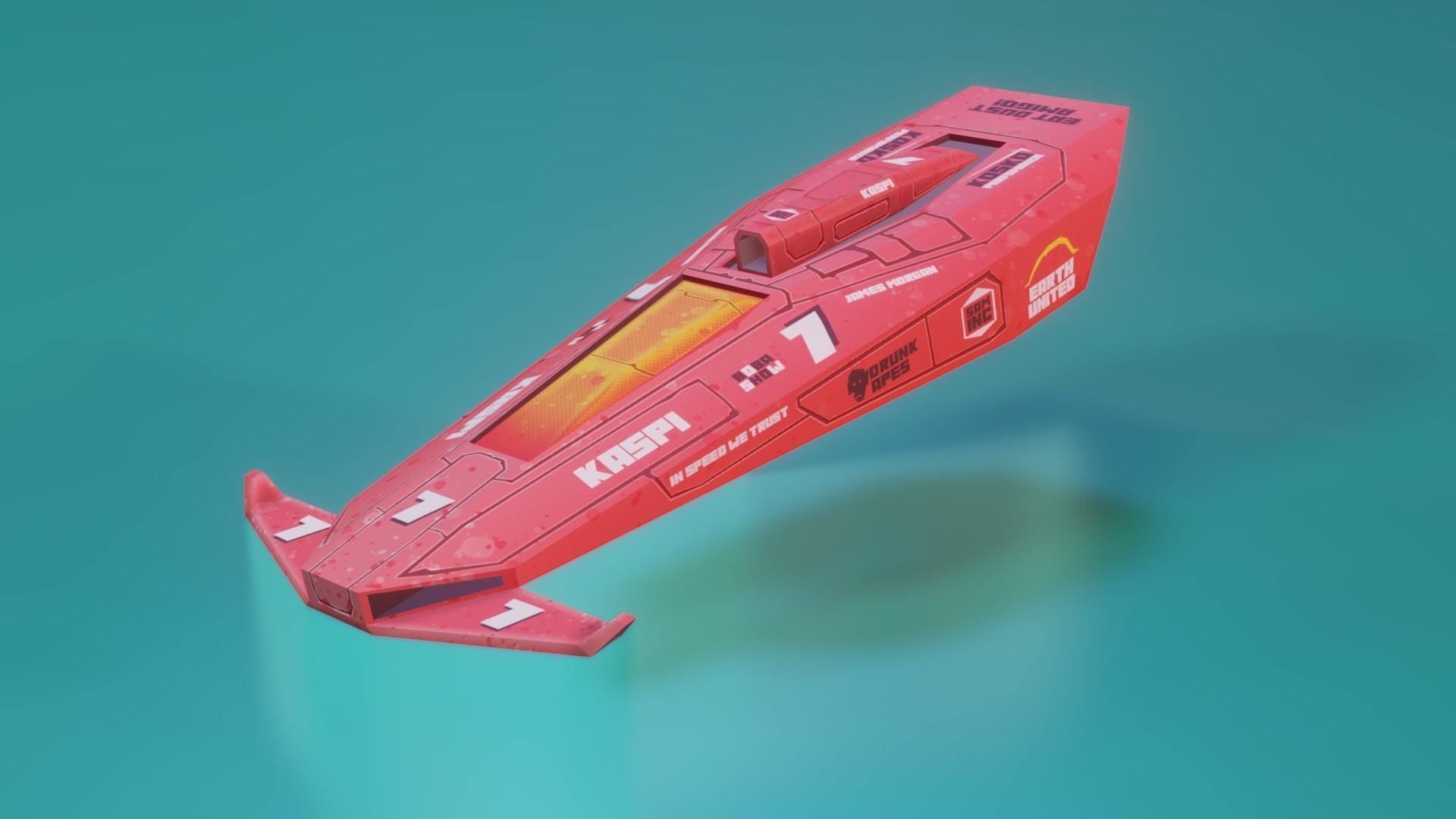 3D model Low Poly Stylized Sci-Fi Racing Hover Car VR / AR / low-poly ...