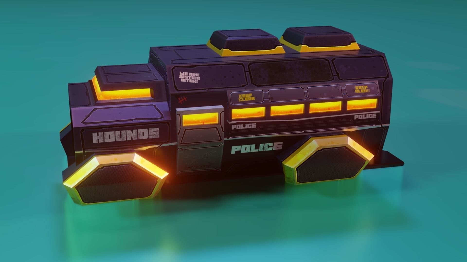 3D model Low Poly Stylized Sci-Fi Police SWAT Hover Car VR / AR / low ...