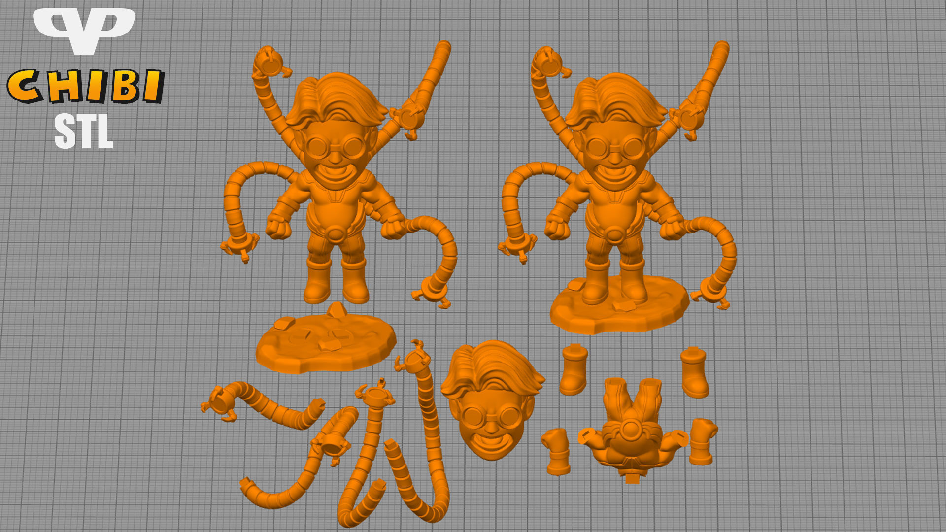 Doctor Octopus Chibi STL for 3D Printing ChibiSTL 3DXM 3D model 3D ...