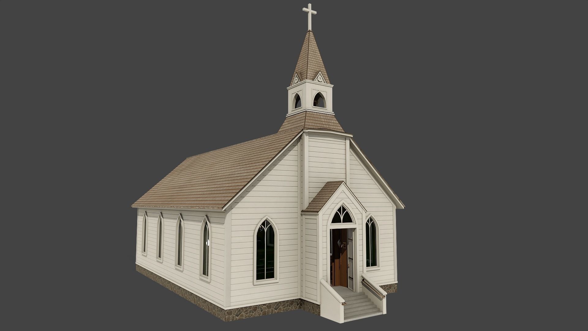 3D model Low Poly Old Church With Interior VR / AR / low-poly | CGTrader
