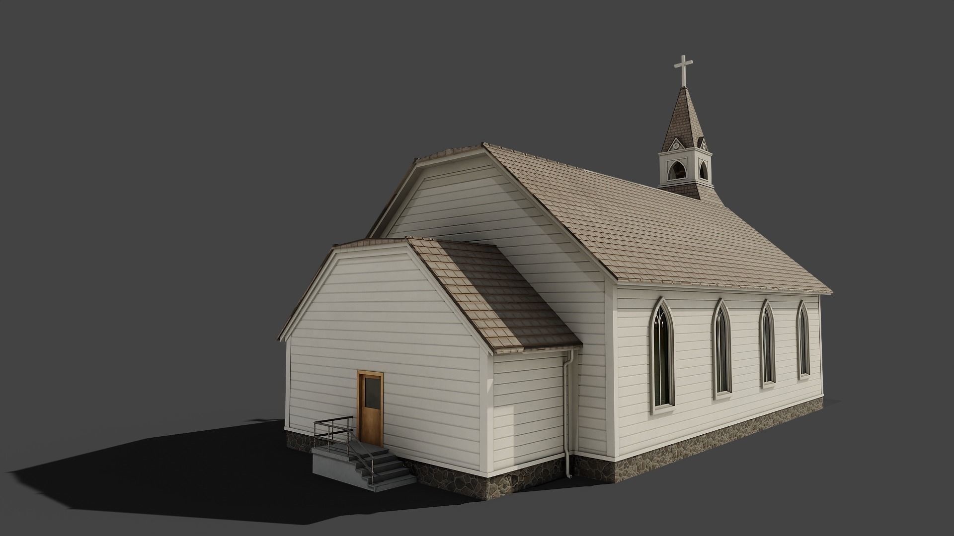 3D model Low Poly Old Church With Interior VR / AR / low-poly | CGTrader