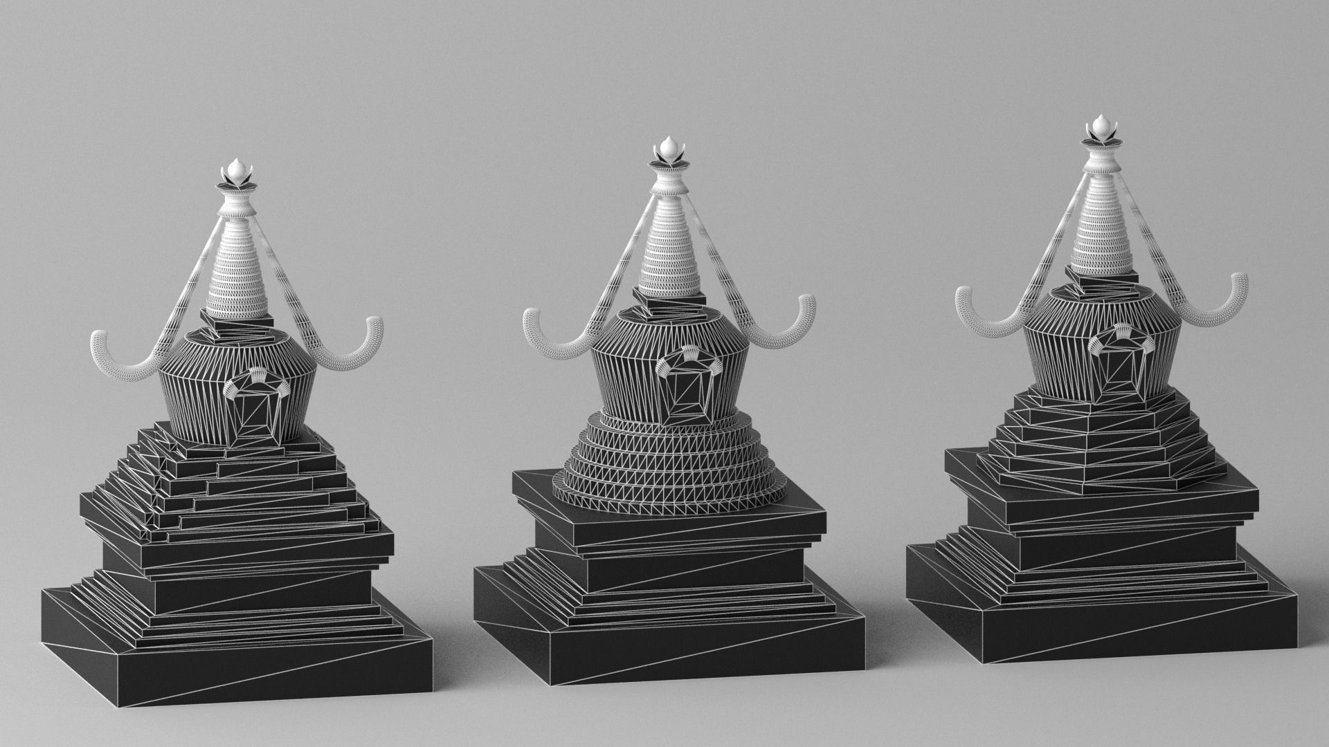 3D model Tibetan Buddhist White Stupa VR / AR / low-poly | CGTrader