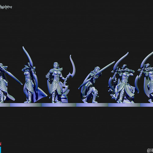 Highborn elves sisters unit 3D model 3D printable | CGTrader