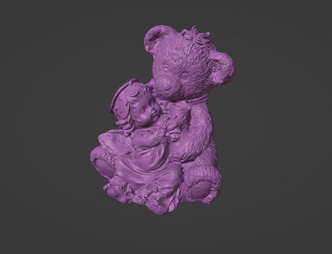 Teddy bear with child 3D model 3D printable | CGTrader