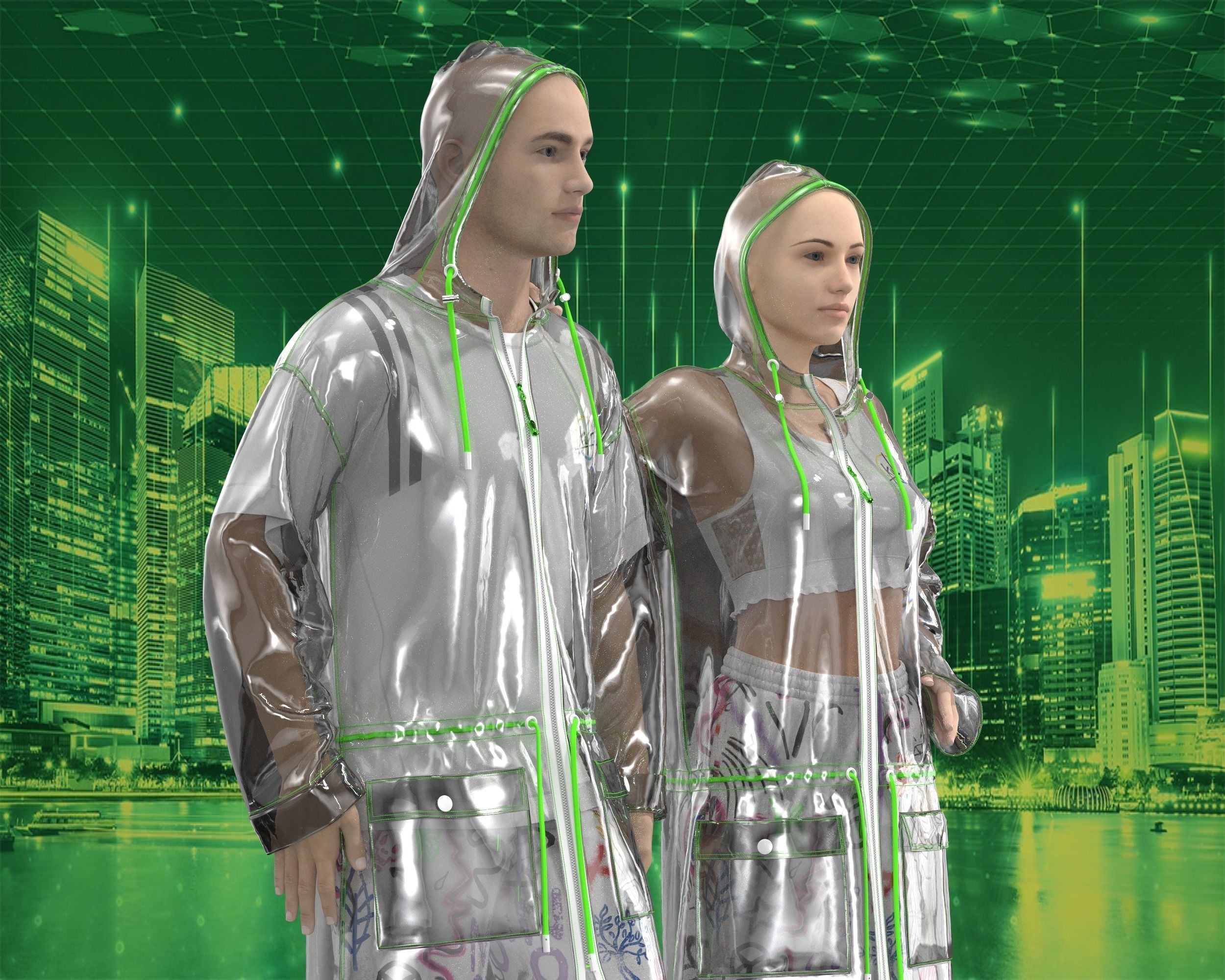 Unisex transparency Hoodie with Jogger 3D model | CGTrader