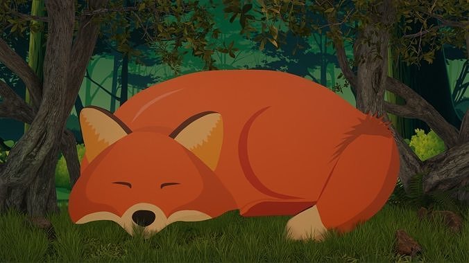 3D model Sleeping Moma Fox 2D Animated VR / AR / low-poly | CGTrader