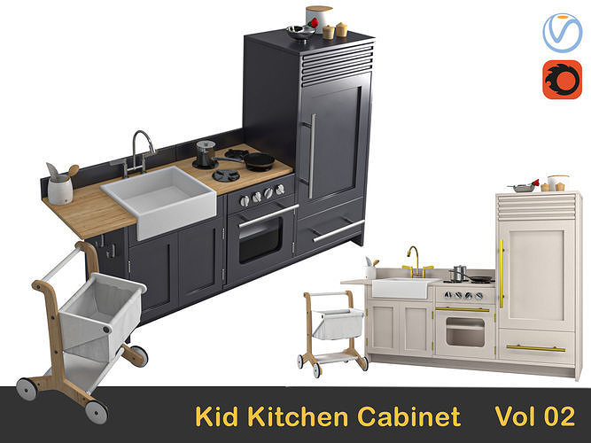 Kid Kitchen Cabinet 02 3D model | CGTrader