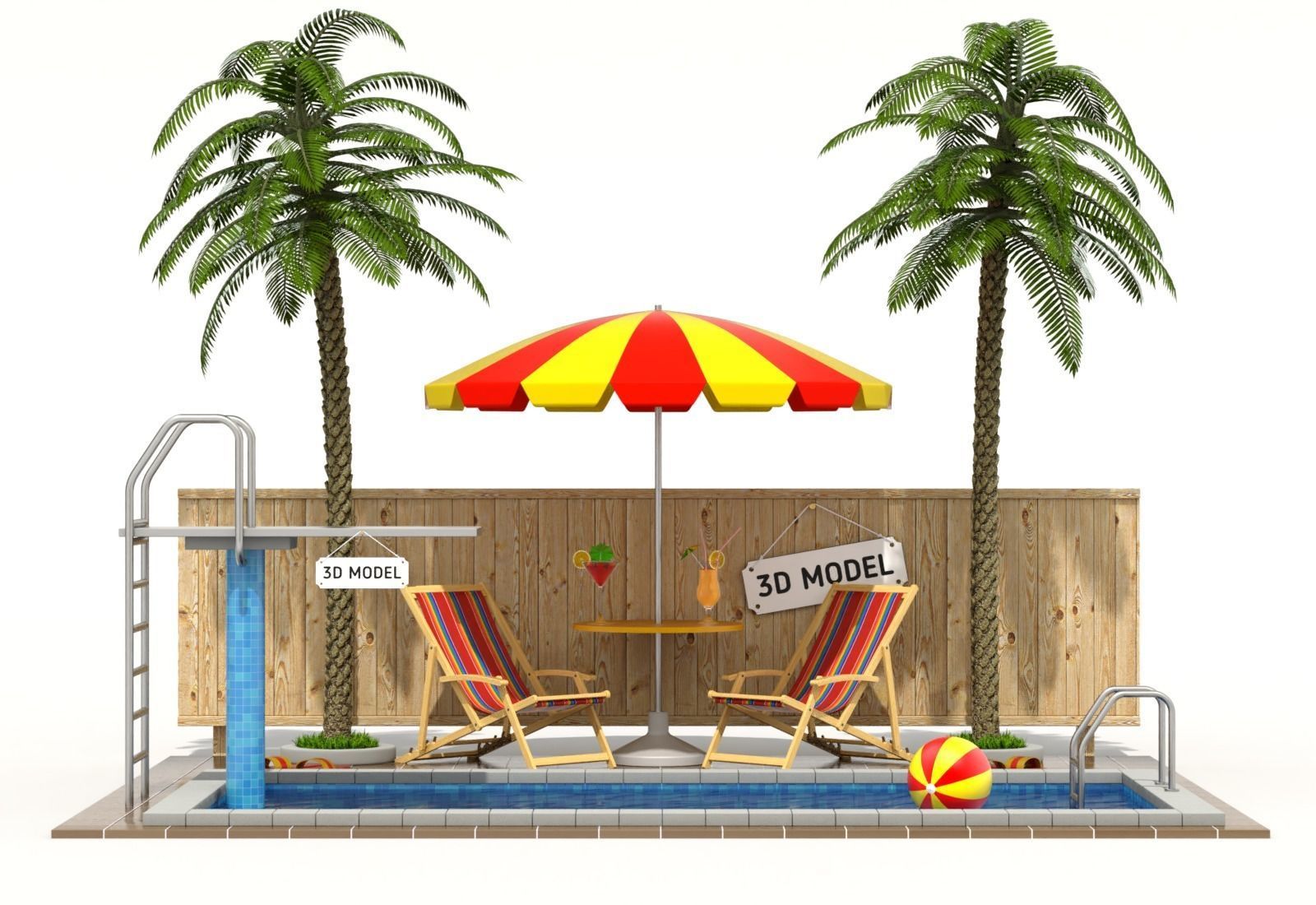 Pool Scene 3D model | CGTrader