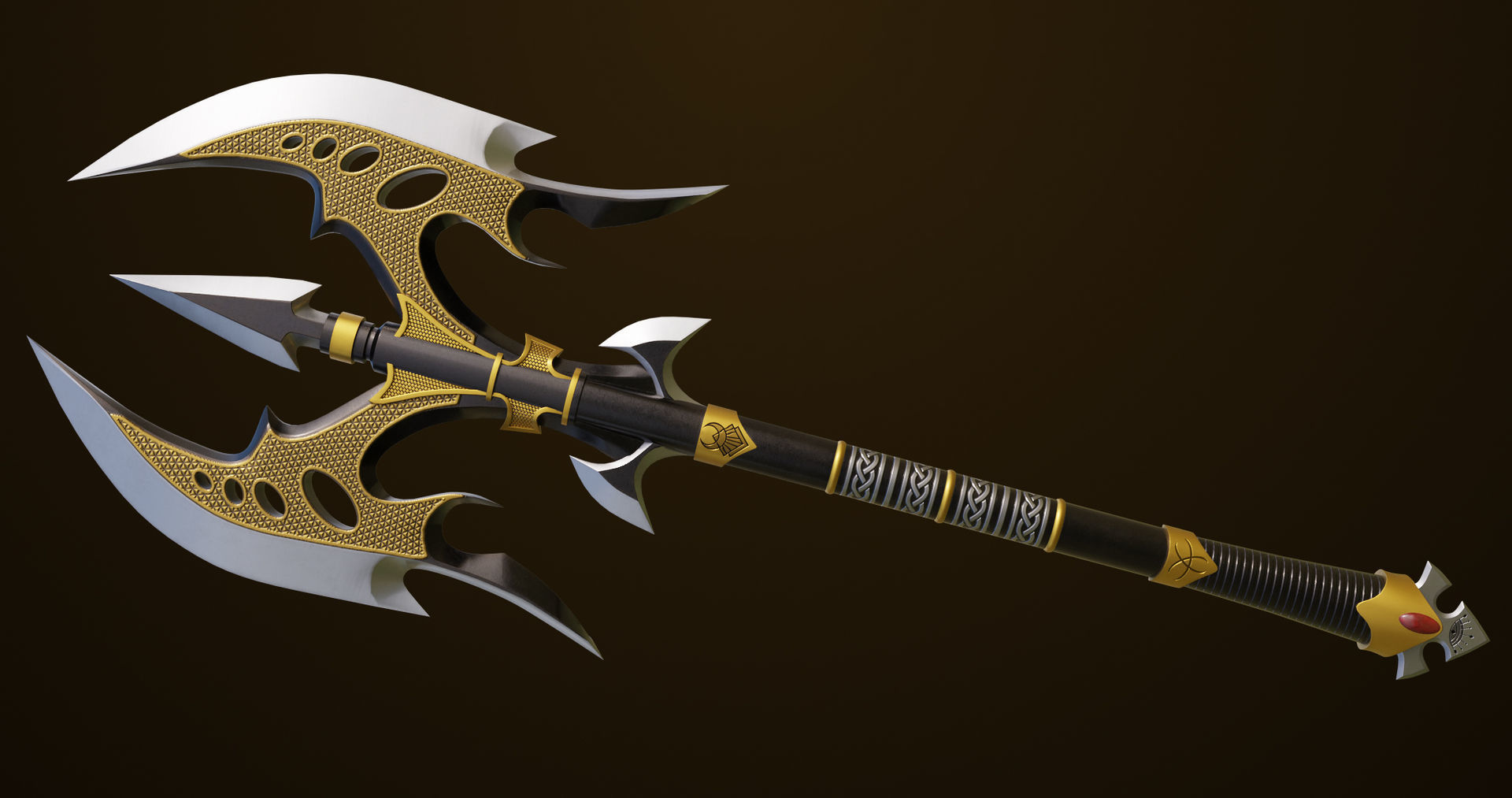 3D model Battle Axe 01 Golden All PBR Unity UE Textures Included VR ...