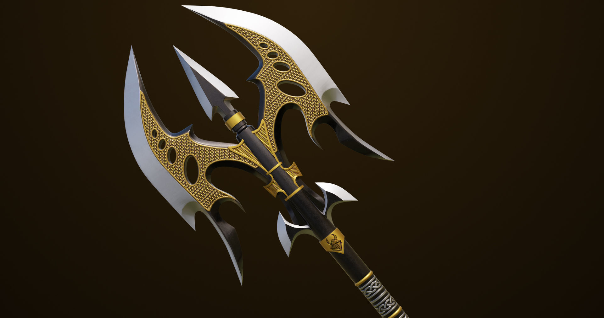 3D model Battle Axe 01 Golden All PBR Unity UE Textures Included VR ...