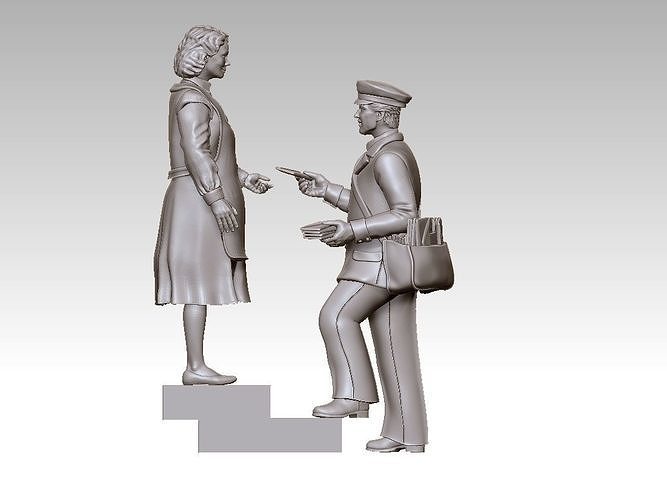 POSTMAN statue of man and woman 3D model 3D printable | CGTrader