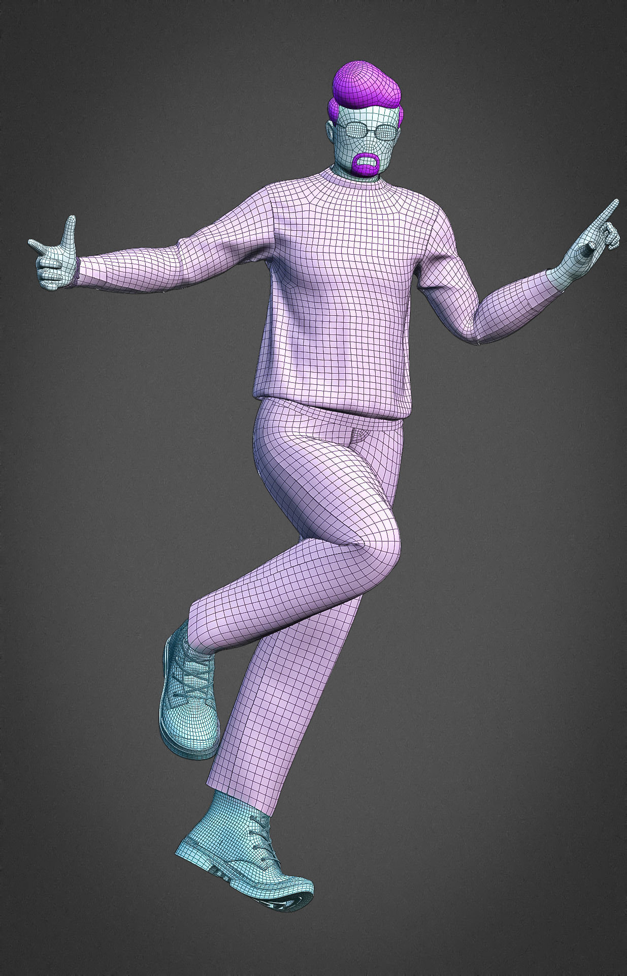 3D model Stylized motion design male character VR / AR / low-poly ...
