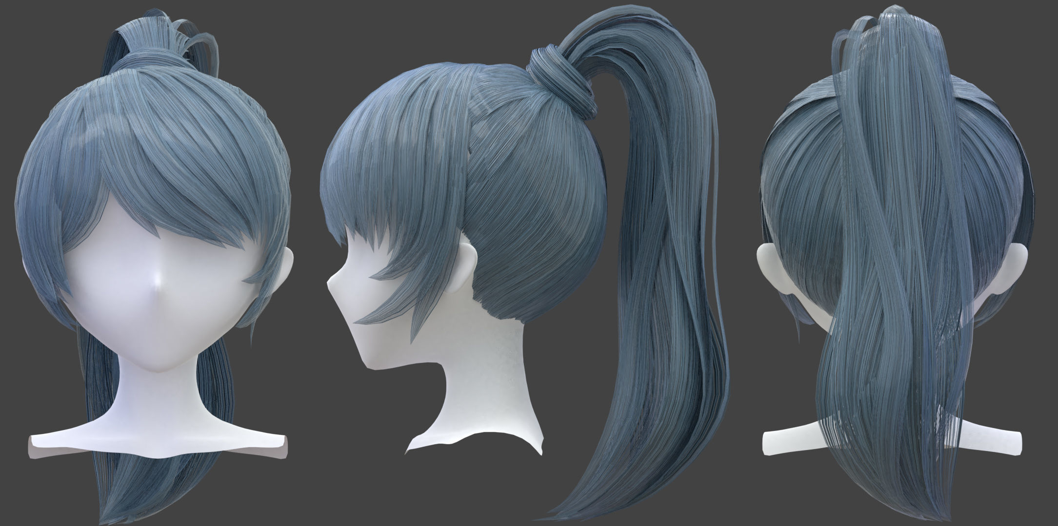 3D model 8 Anime Hairstyles-Hair Cards obj fbx blend files VR / AR ...