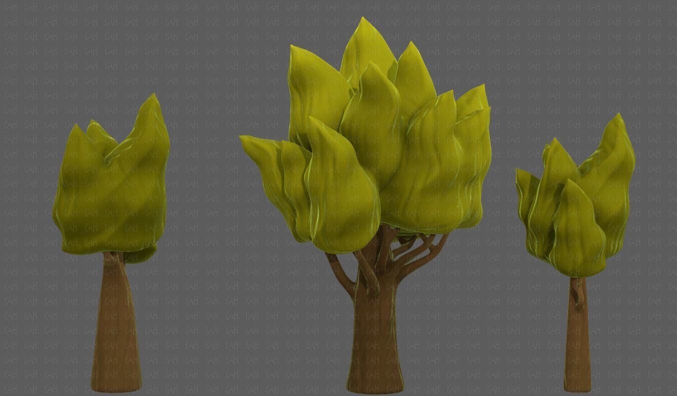 3D model Trees Cartoon V19 VR / AR / low-poly | CGTrader