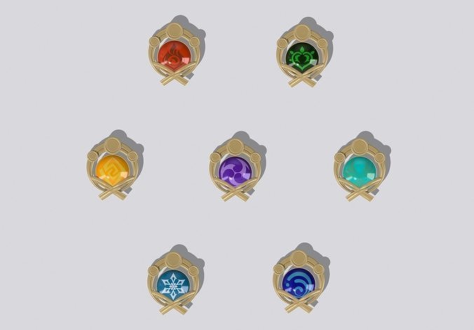 Inazuma Visions Pack Genshin Impact 3D model 3D printable | CGTrader