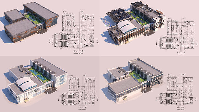 4 Projects - Art Center 2021 - 2Ds Plans - 3Ds Files 3D Model ...
