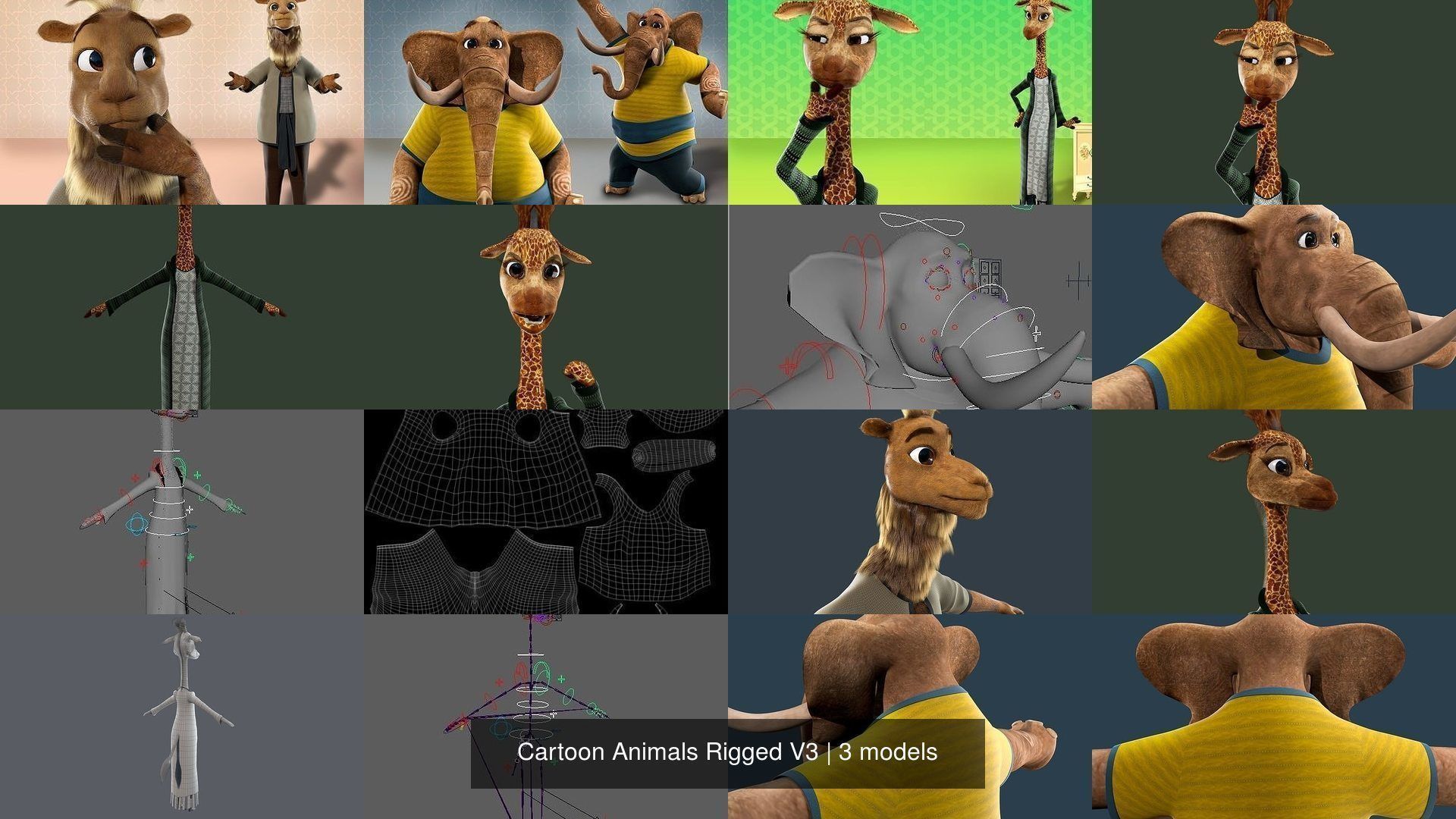 Cartoon Animals Rigged V3 3D Model Collection | CGTrader