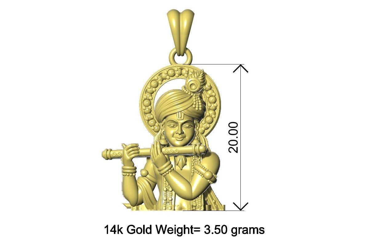 Lord Krishna Gold Pendant Design 3D model 3D printable | CGTrader