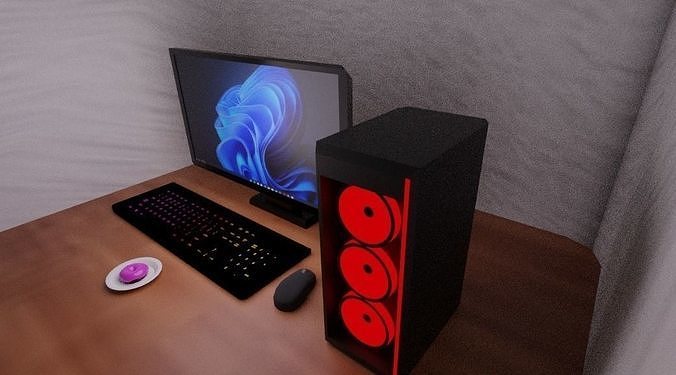 PC setup 3D model | CGTrader