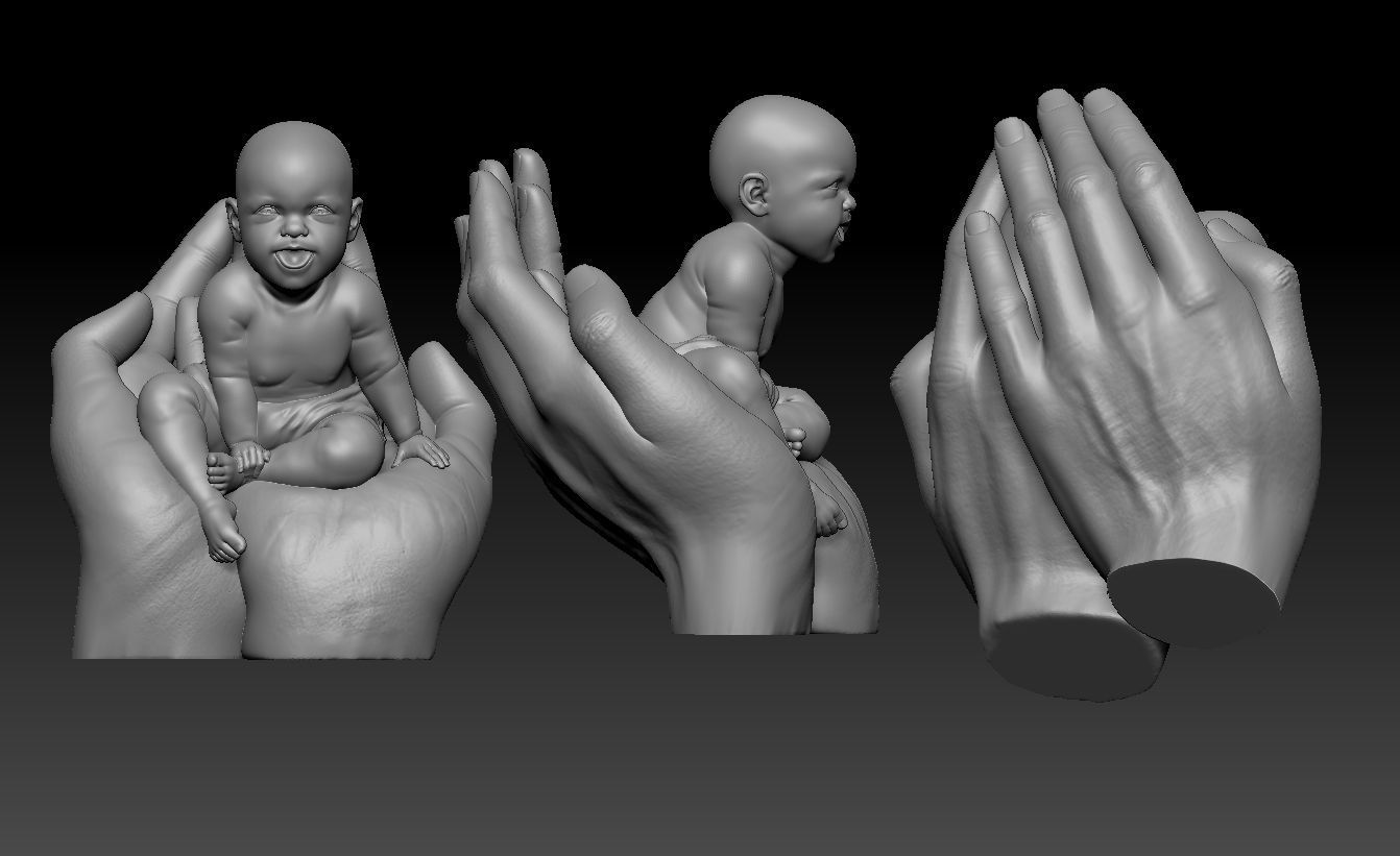 funny baby on two hands 3D model 3D printable | CGTrader