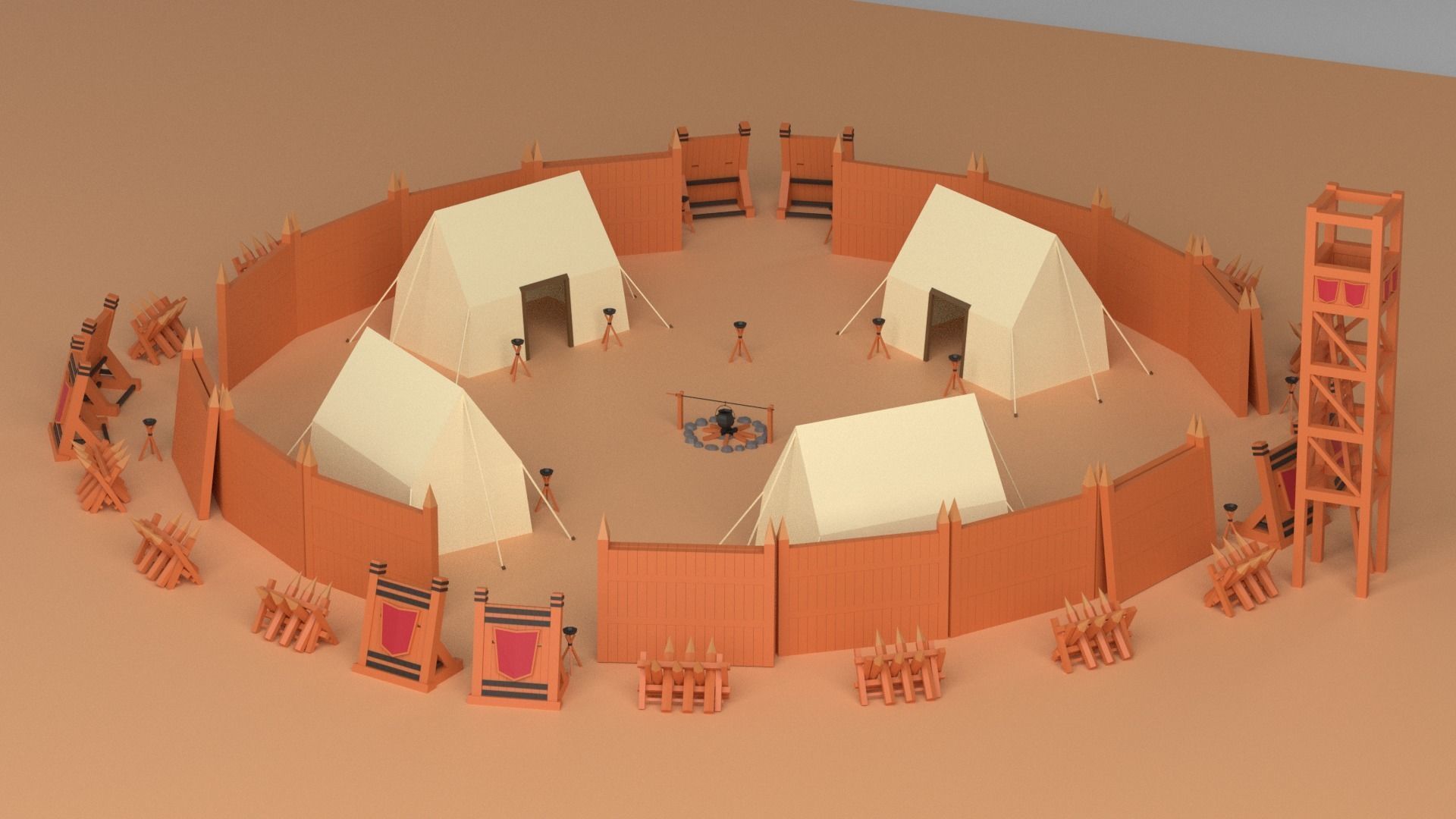 3D model Cartoon Medieval Barracks VR / AR / low-poly | CGTrader