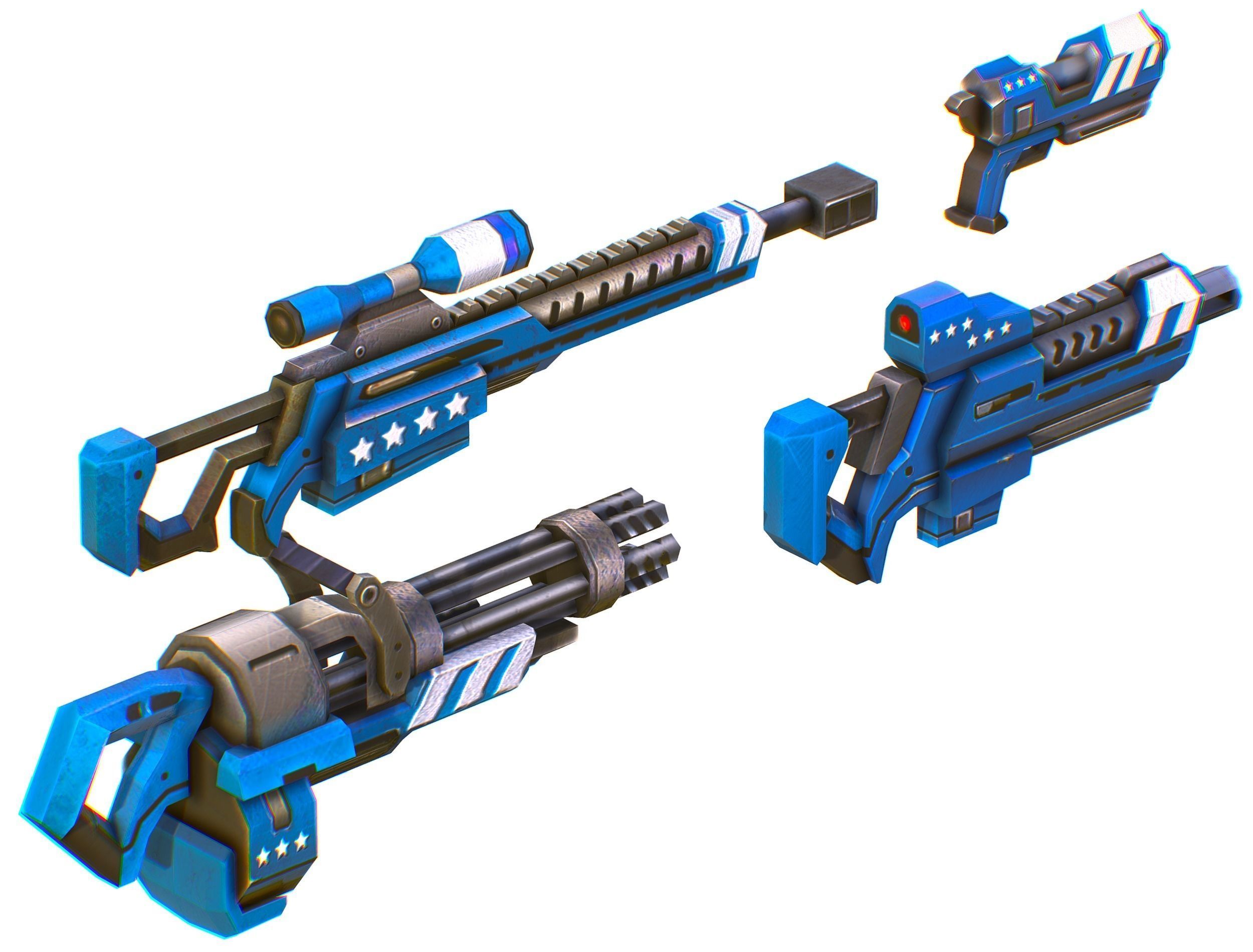 3D model Lowpoly Cartoon Weapons Alliance Set VR / AR / low-poly | CGTrader
