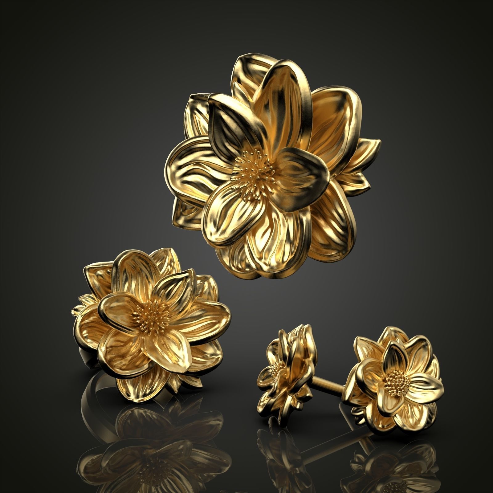 Lotus Flower Set 3D model 3D printable | CGTrader