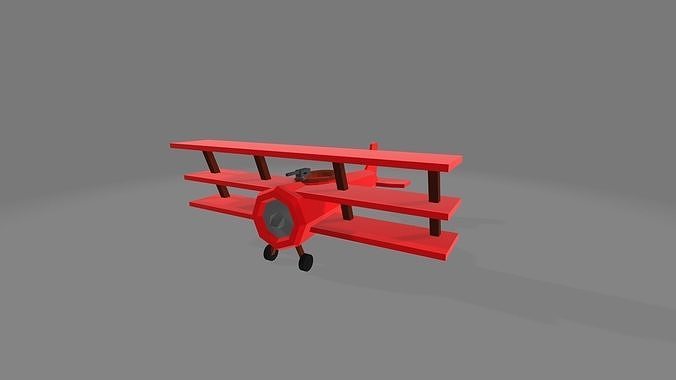 3D model the red barons plane VR / AR / low-poly | CGTrader