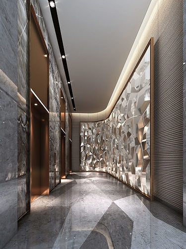 hotel lift lobby 3D model | CGTrader