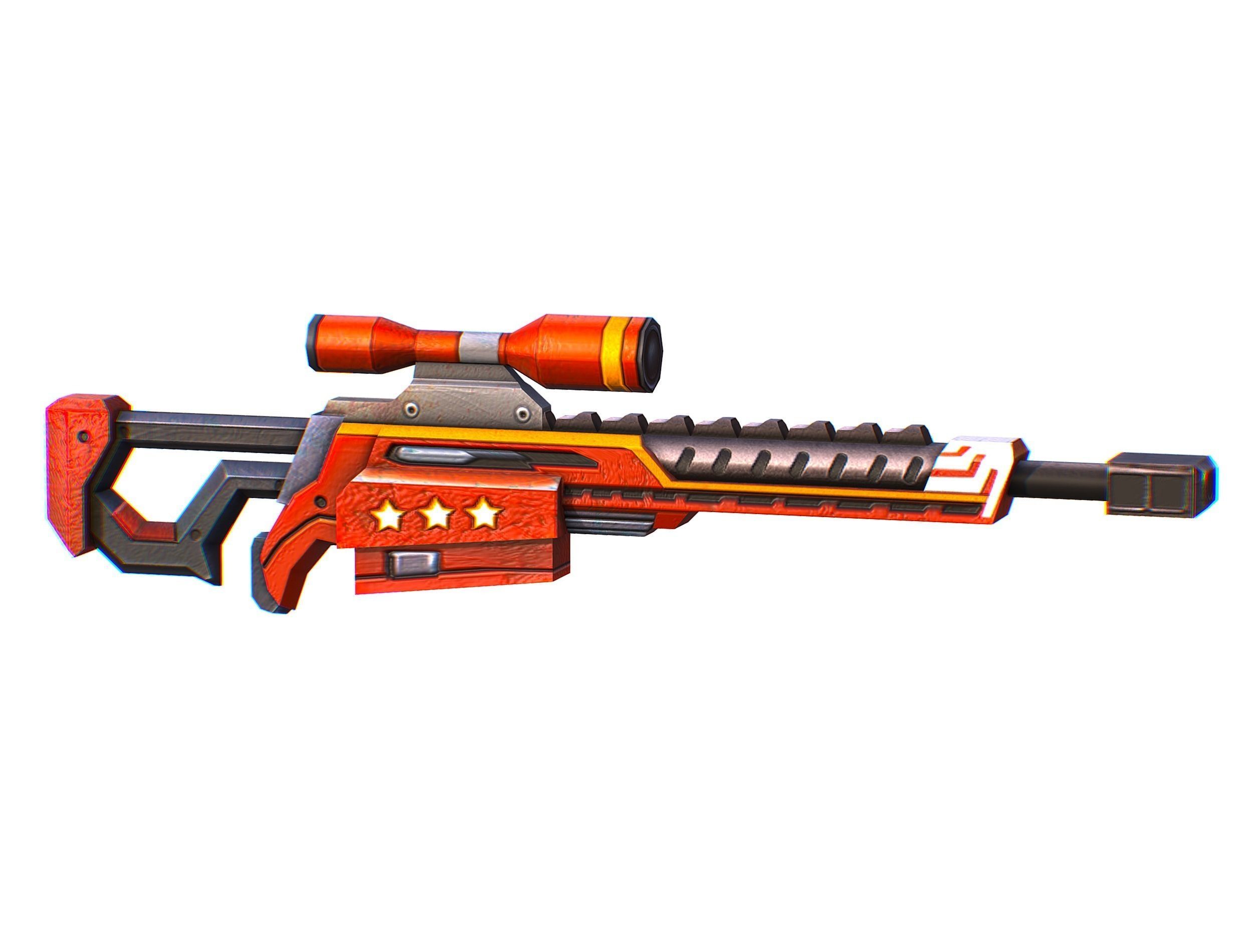 3D model LowPoly Cartoon Sci-Fi Sniper Rifle Future VR / AR / low-poly ...