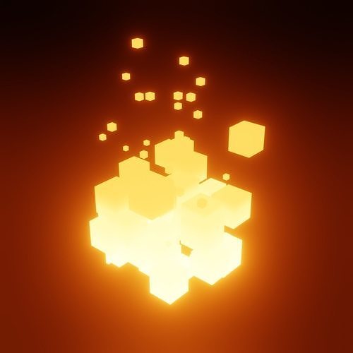 Voxel Fire Animation FREE free VR / AR / low-poly 3D model animated ...