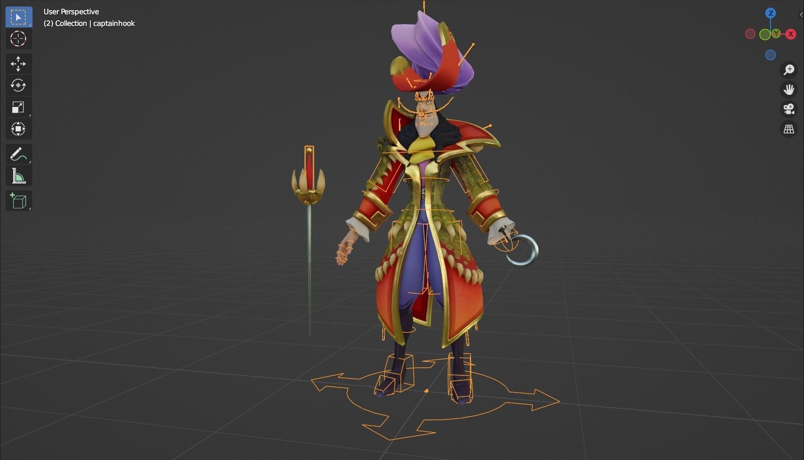 Captain Hook rigged 3D model rigged | CGTrader